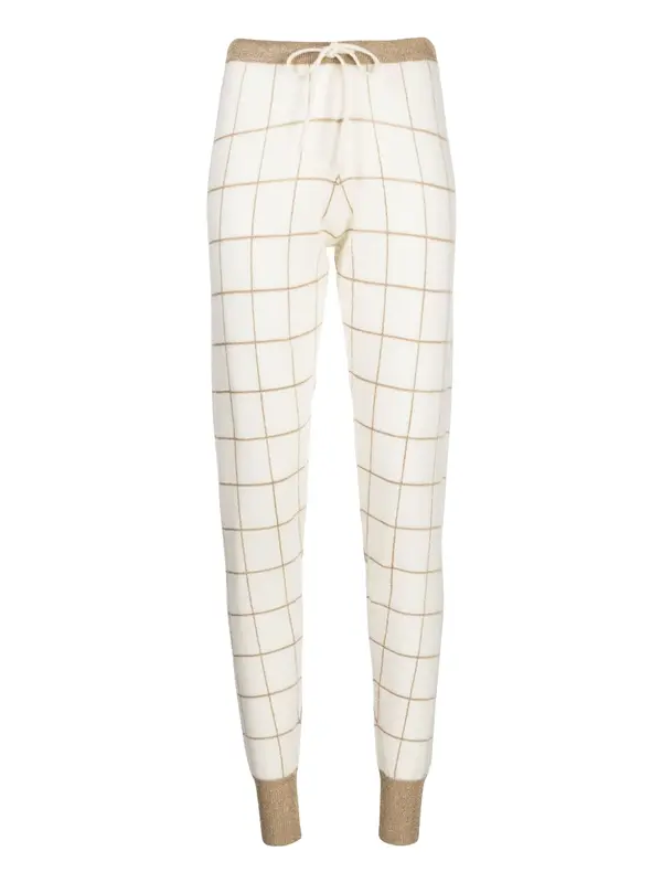 MADELEINE THOMPSON Layla Check-pattern Track Pants - Neutrals