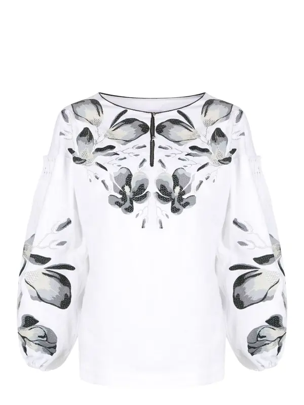 Yuliya Magdych Floral-embroidery Blouse - White