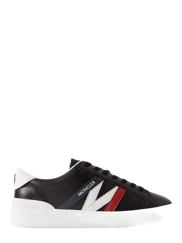 Moncler Monaco M Striped Leather Sneakers - Black