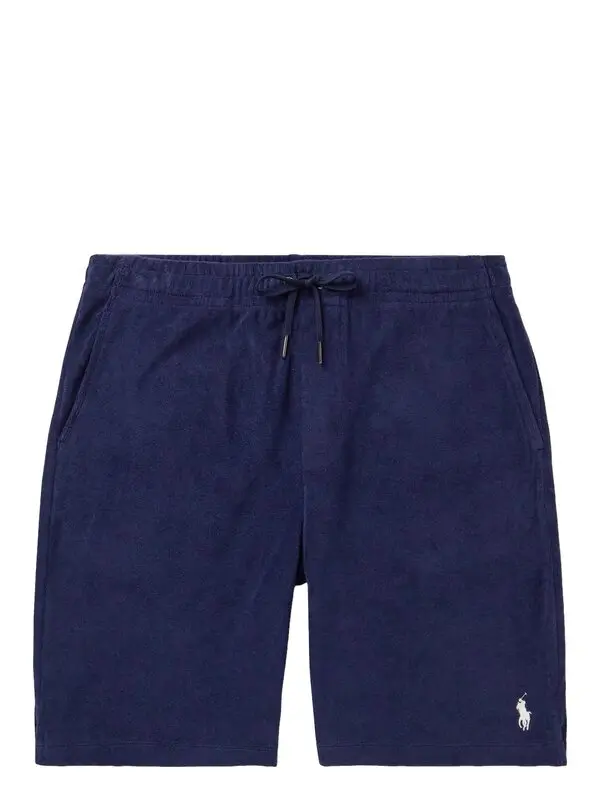 Ralph Lauren Straight-leg Cotton-blend Terry Drawstring Shorts - Blue