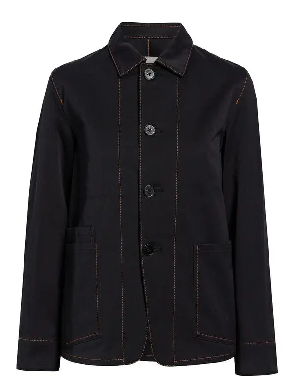 JIL SANDER Topstitched Denim Jacket - Midnight Blue