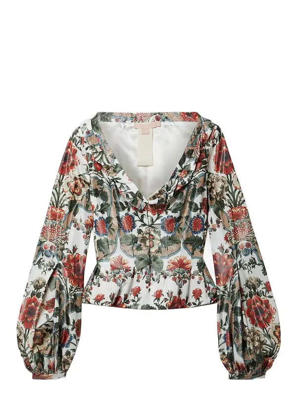 Brock Collection Sabrina Floral-print Taffeta Jacket - Green