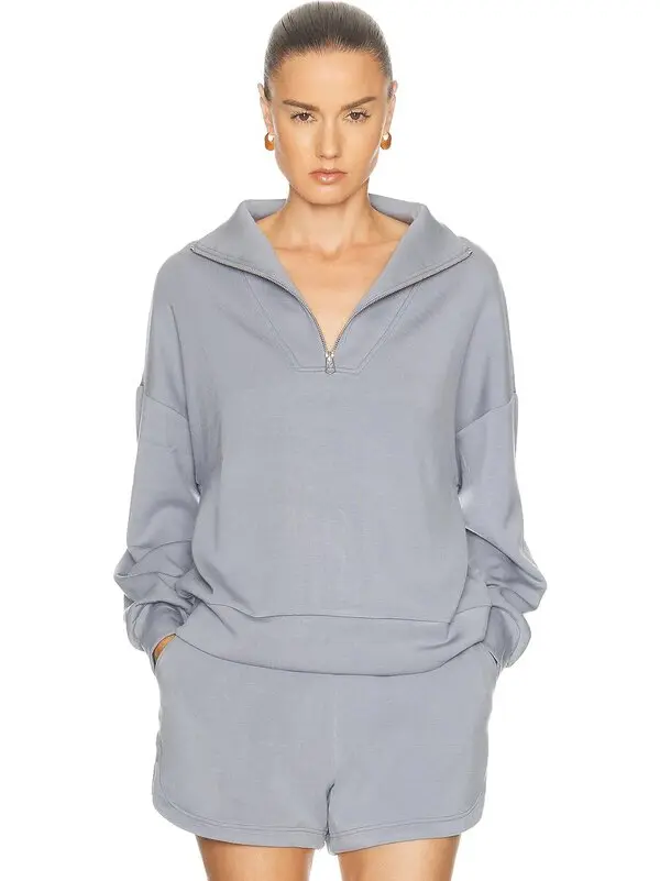 Varley Hawley Half Zip Sweatshirt - Wind Blue