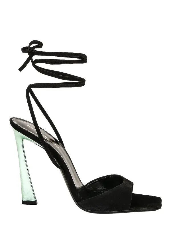 Saint Laurent Vitti Wrap Around Sandal - Nero & Hope Green