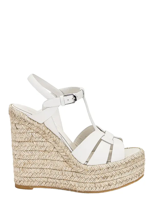 Saint Laurent Tribute Espadrille Wedges - Porcellana