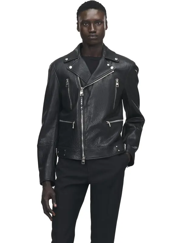 Alexander McQueen Classic Leather Biker Jacket - Black