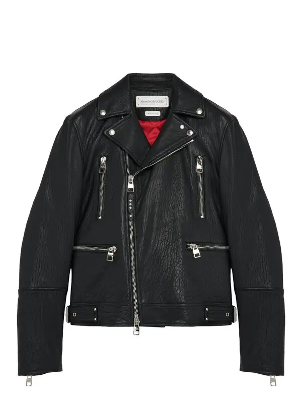Alexander McQueen Classic Leather Biker Jacket - Black
