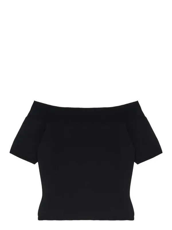 Alexander McQueen Off-the-shoulder Knit Top - Black