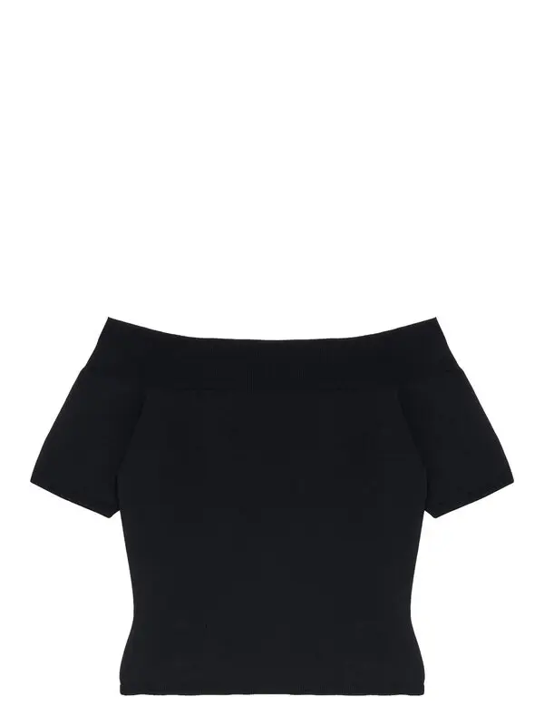 Alexander McQueen Off-the-shoulder Knit Top - Black