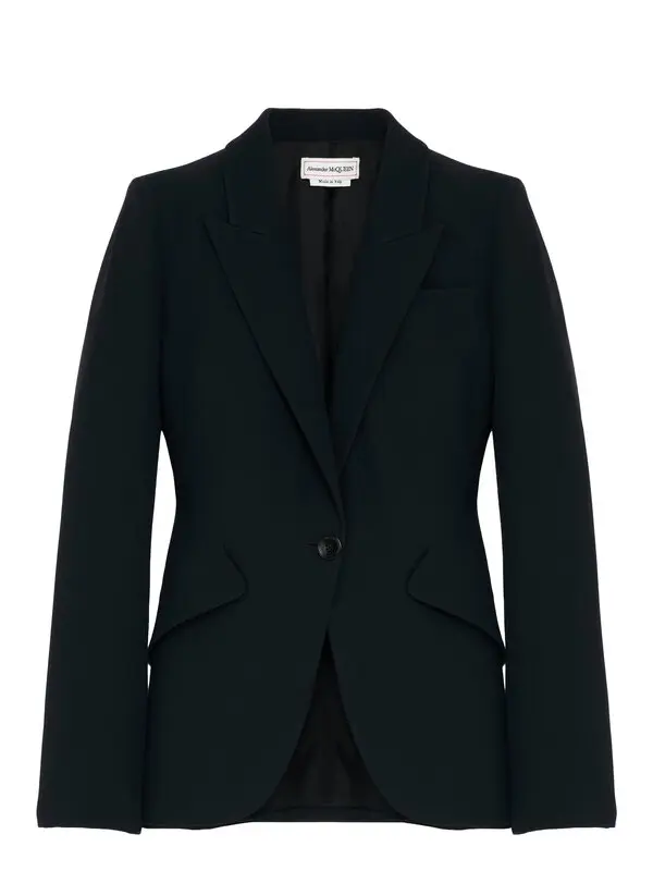 Alexander McQueen Peak Shoulder Leaf Crepe Jacket - Black