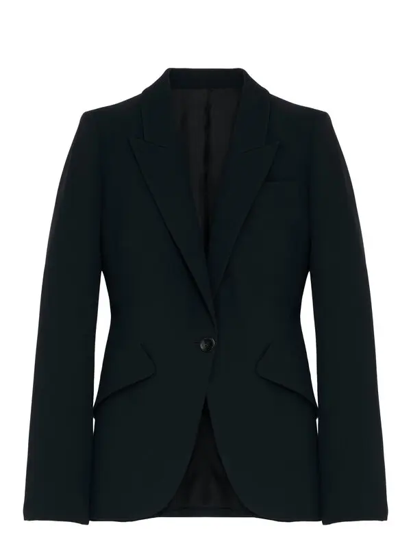 Alexander McQueen Peak Shoulder Leaf Crepe Jacket - Black