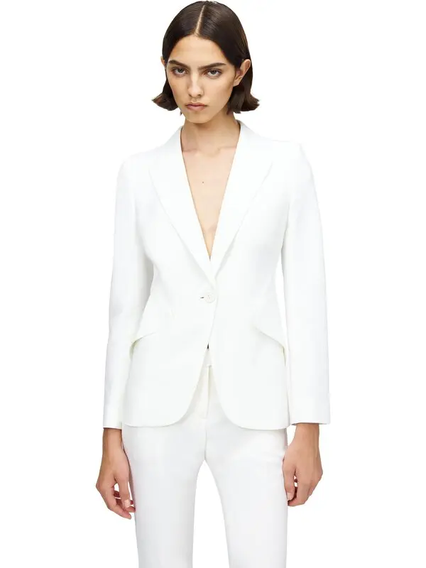 Alexander McQueen Peak Shoulder Leaf Crepe Jacket - Light Ivory