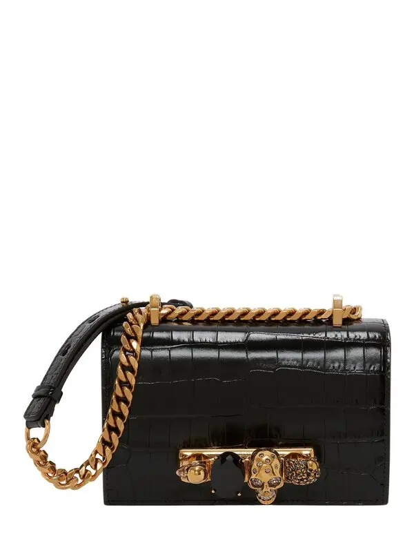 Alexander McQueen Mini Jewelled Satchel - Black