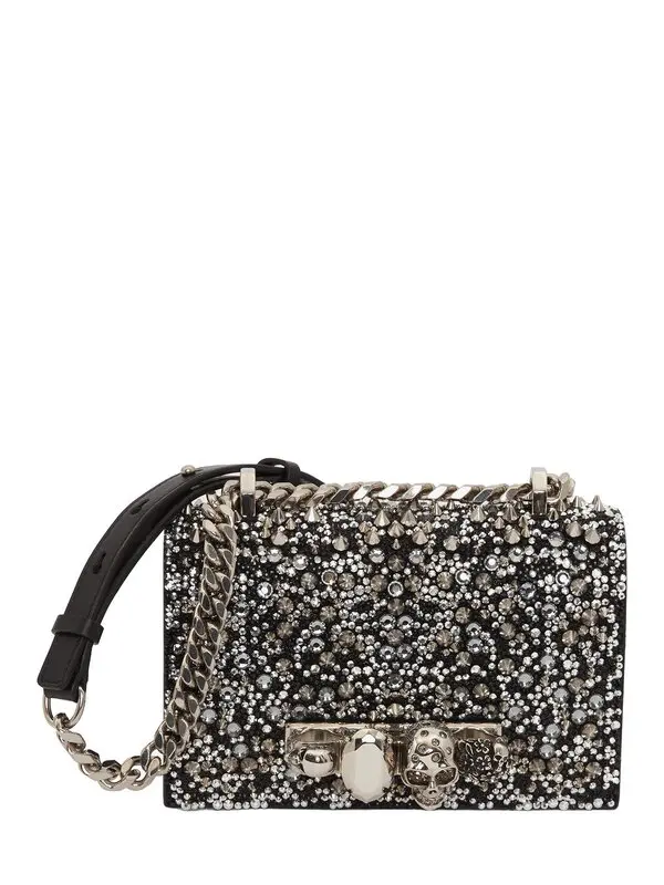Alexander McQueen Crystal-embellished Mini Jewelled Satchel - Black