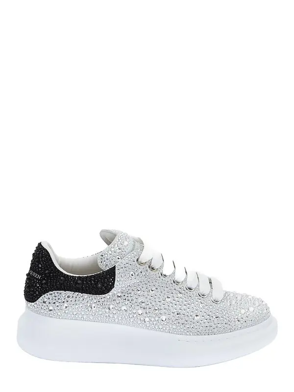 Alexander McQueen Crystal-embellished Oversized Sneakers - White/crystal