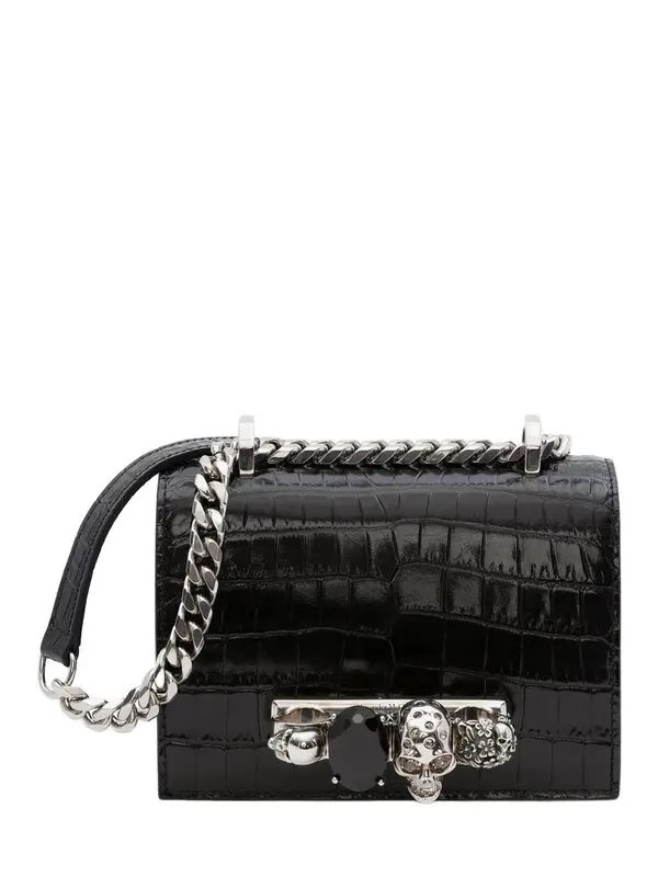 Alexander McQueen Mini Jewelled Satchel - Black/silver