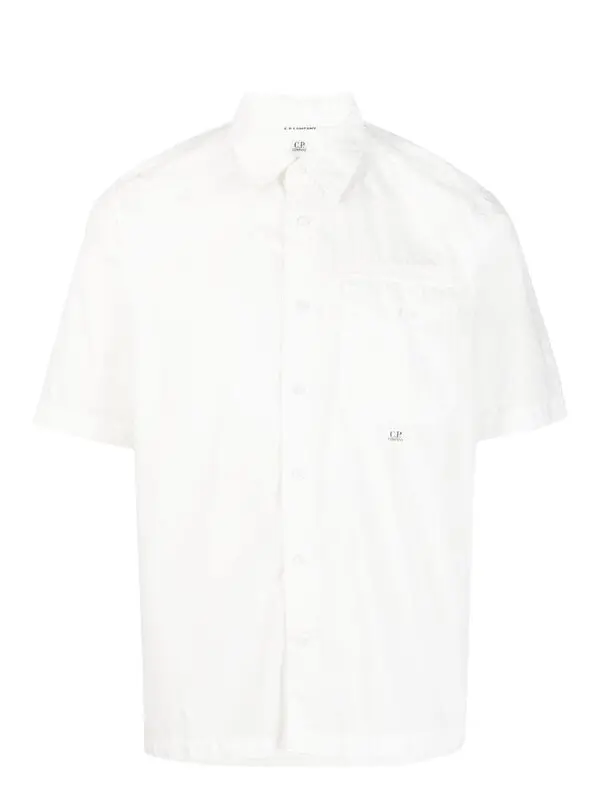 C.P. COMPANY Short-sleeve Buttoned Cotton Shirt - White
