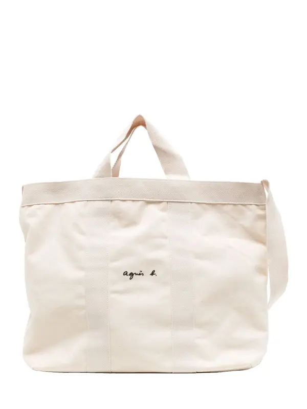 AGNÈS B. Logo-print Canvas Tote - White