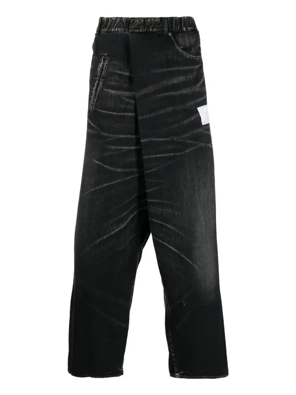 Mihara Yasuhiro Off-centre Wide-leg Jeans - Black