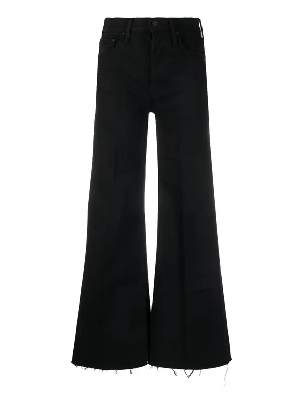MOTHER The Weekender Fray Flared Jeans - Black