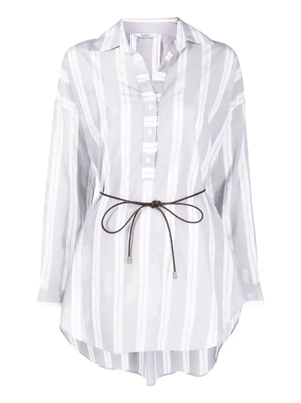 Peserico Oversized Striped Shirt - Grey