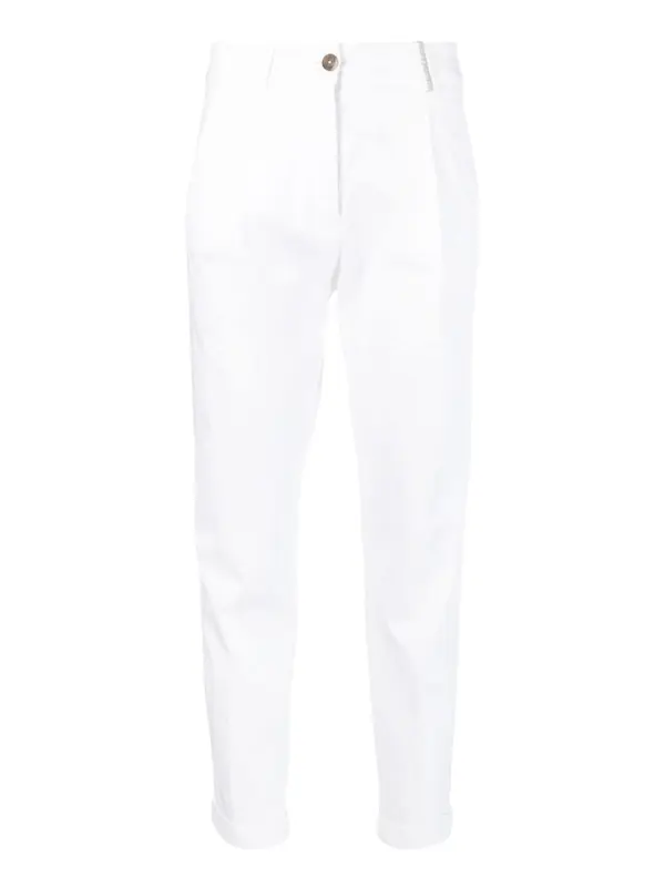 Fabiana Filippi Mid-rise Slim-cut Trousers - White