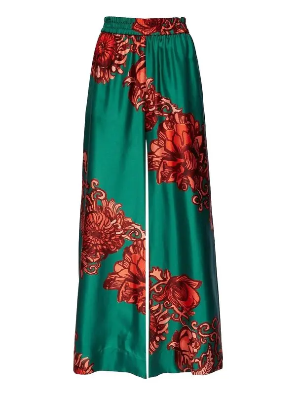 La DoubleJ Floral Print Palazzo Trousers - Green