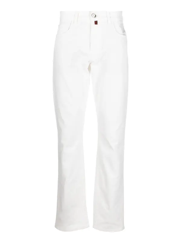 BILLIONAIRE Logo-embroidered Straight-leg Jeans - White