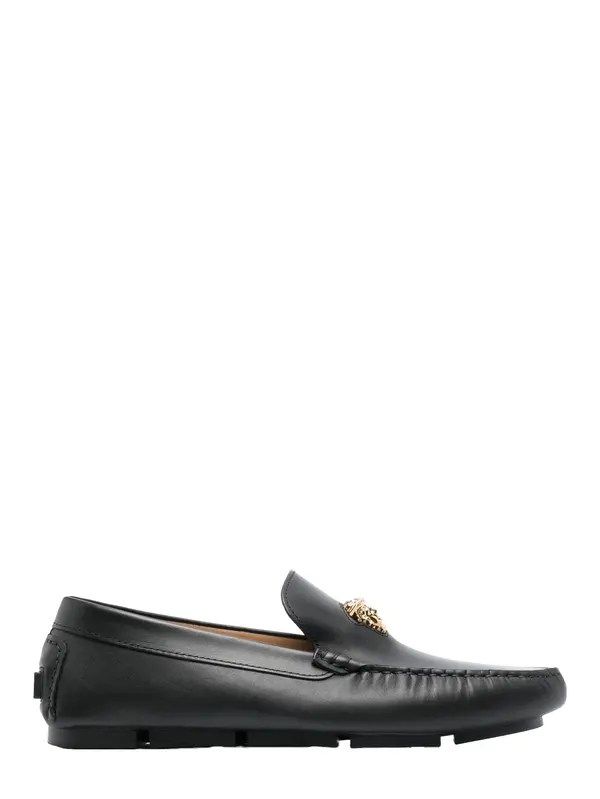 Versace La Medusa Leather Loafers - Black