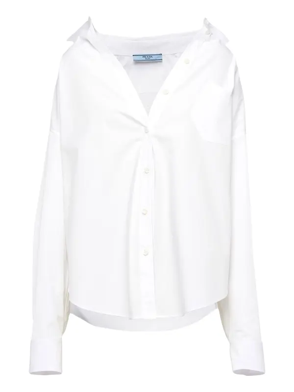 Prada Logo-embroidered Poplin Shirt - White