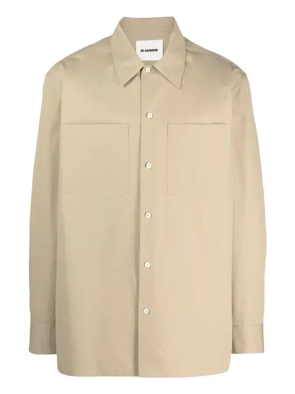 JIL SANDER Long-sleeve Cotton Shirt - Neutrals