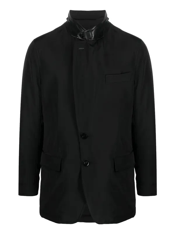 TOM FORD Leather-trim Single-breasted Blazer - Black