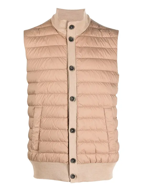 Herno Ribbed Knit Padded Vest - Neutrals