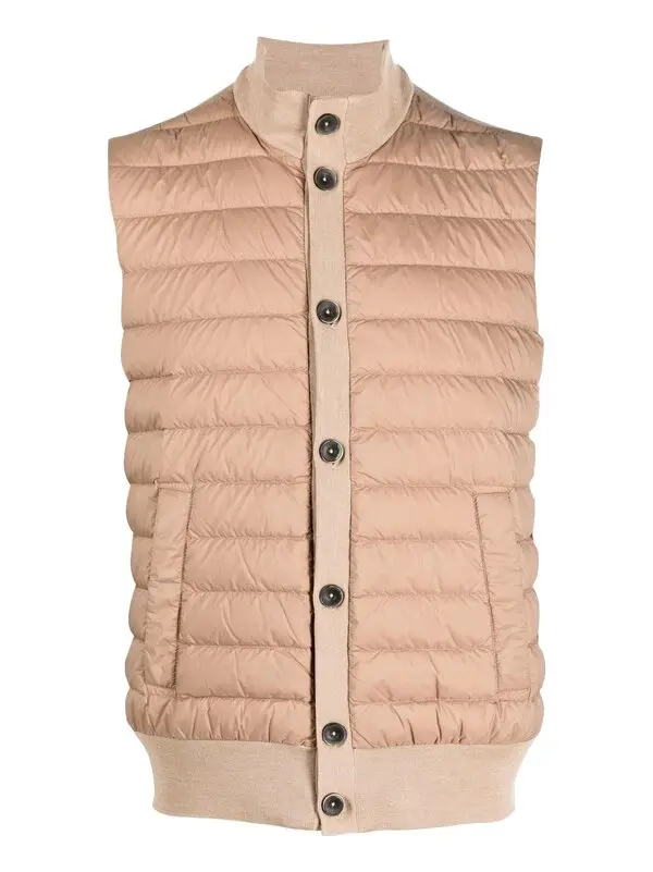 Herno Ribbed Knit Padded Vest - Neutrals