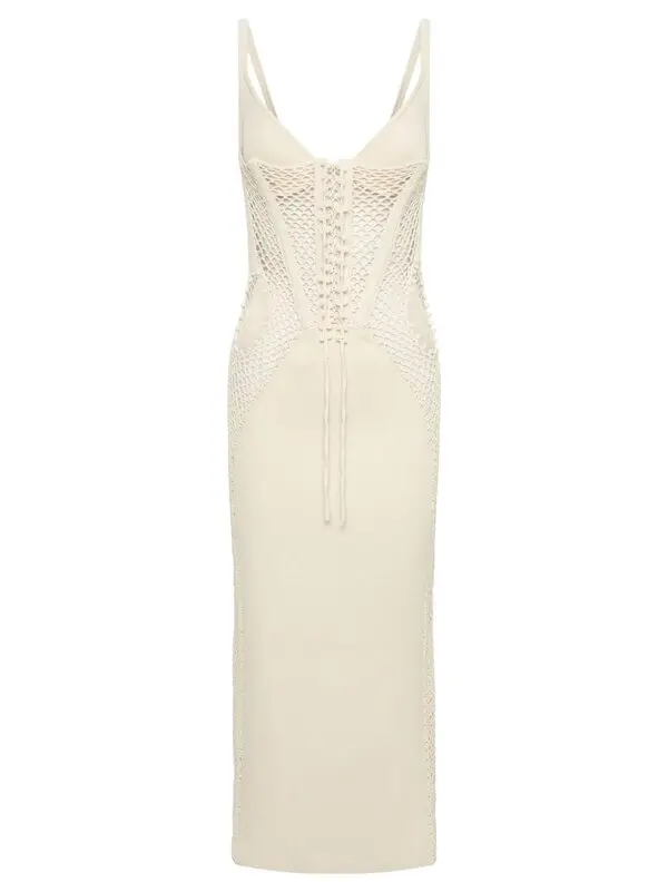 DION LEE Crochet Midi Dress - White