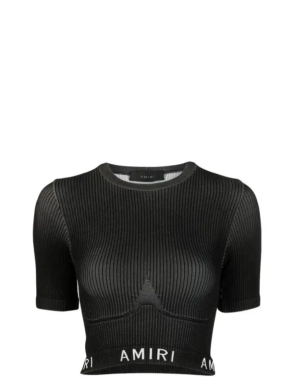 Amiri Logo-print Ribbed Knit Performance Top - Black