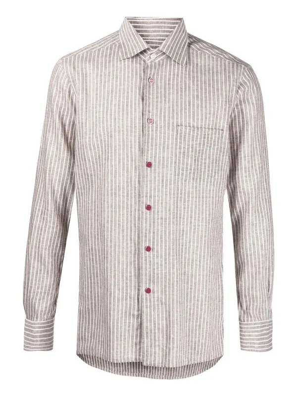 Kiton Long-sleeve Striped Shirt - Brown