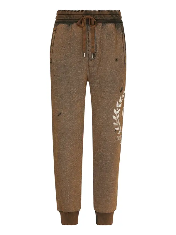 Dolce & Gabbana Logo-print Ripped Track Pants - Brown