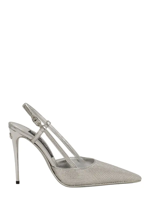Dolce & Gabbana Embellished Slingback Pumps - Silver