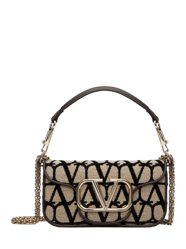 Valentino Garavani Small Lòco Toile Iconographe Shoulder Bag - Neutrals