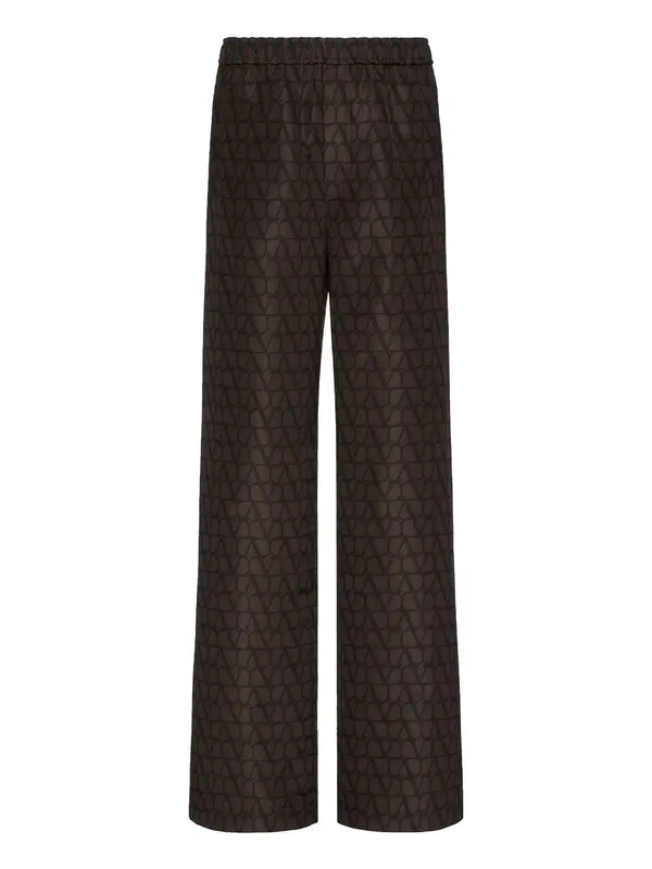 Valentino Garavani Vlogo-print Wide-leg Trousers - Brown