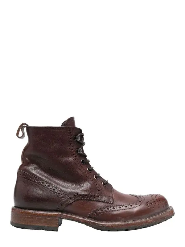 Moma Brogue-detail Ankle Boots - Brown