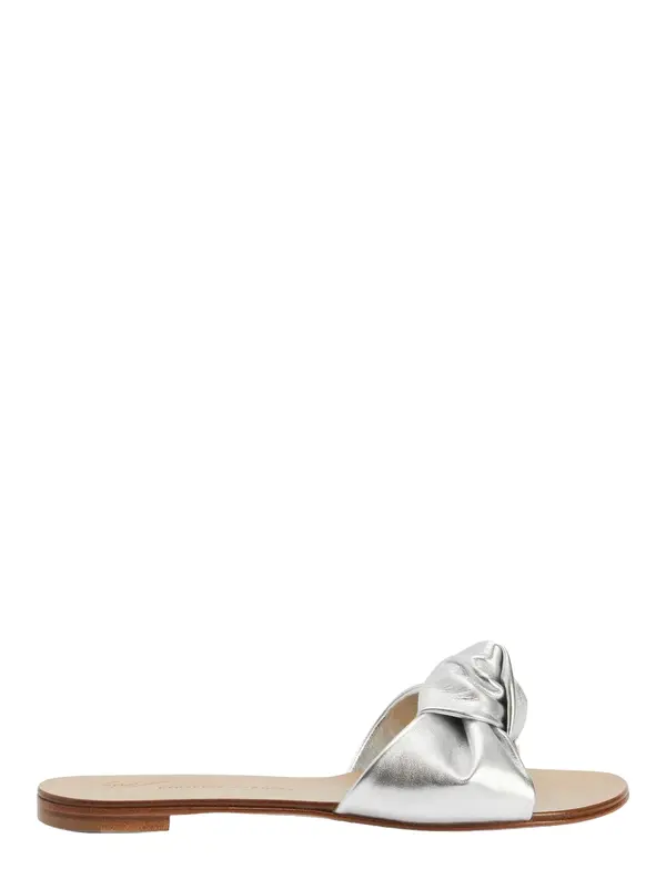 GIUSEPPE ZANOTTI Aycha Knot-detailing Flat Sandals - Silver
