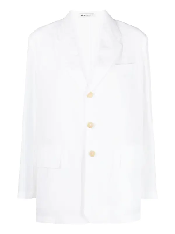 LOW CLASSIC Single-breasted Button Blazer - White