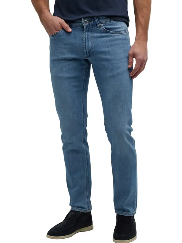 Peter Millar Stretch Denim Straight Leg Jeans - Stone Washed Blue