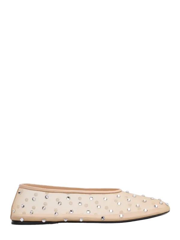 Khaite Marcy Crystal Mesh Ballerina Flats - Nude