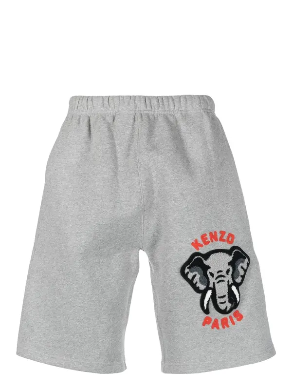 Kenzo Logo Appliqué Knee-length Shorts - Grey