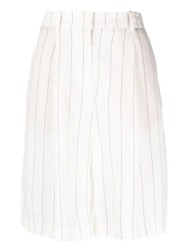 Fabiana Filippi Pinstripe Linen-blend Shorts - White
