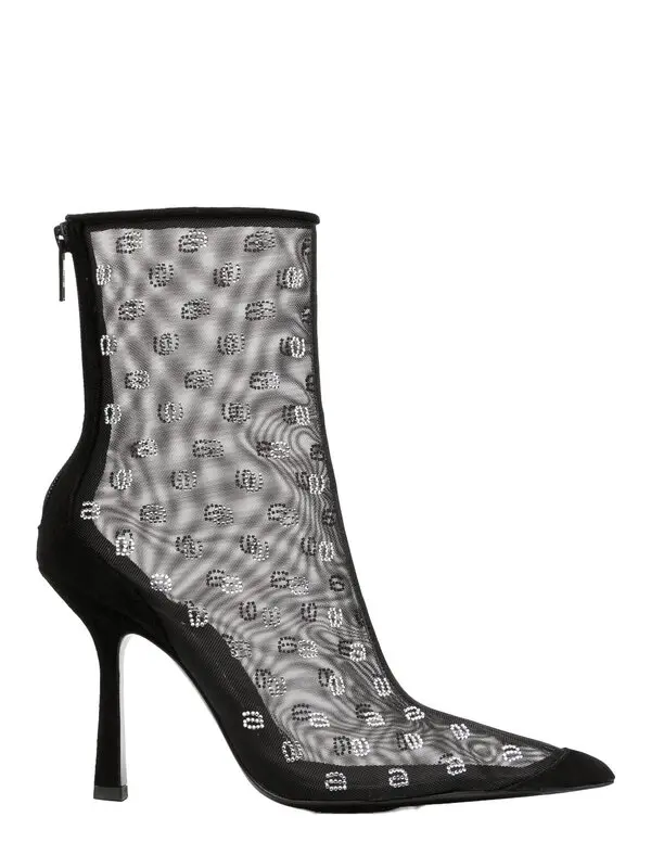 Alexander Wang Crystal-logo Mesh Boots - Black