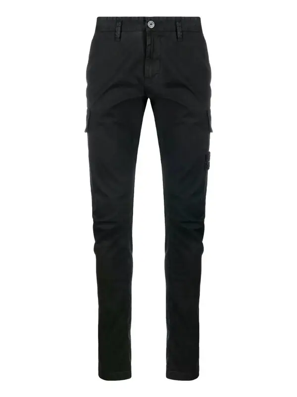 Stone Island Stretch-cotton Tapered-leg Trousers - Black